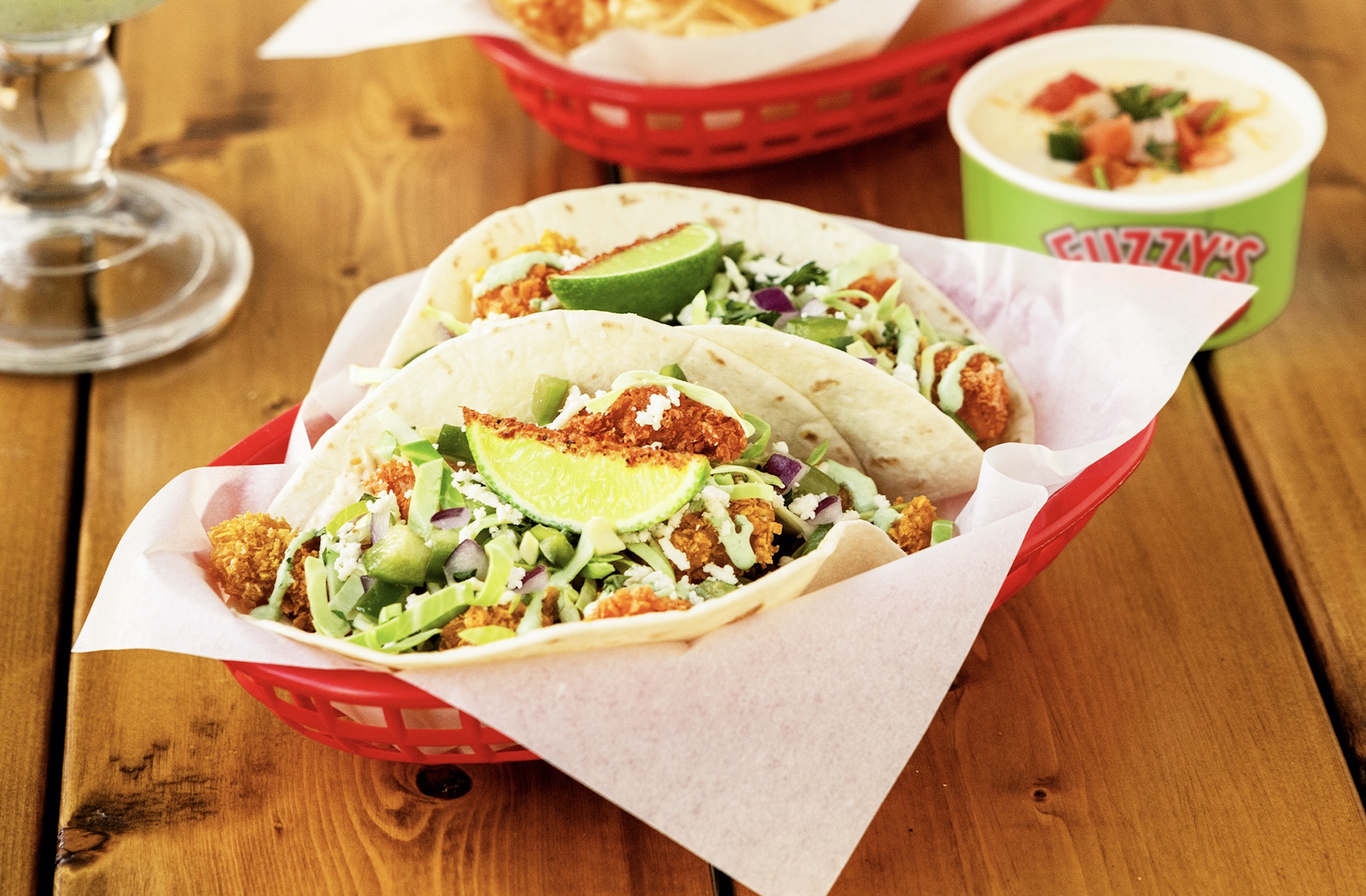Fuzzy s Taco Shop Menus Margarita Shrimp Taco As Meatless Lent Option